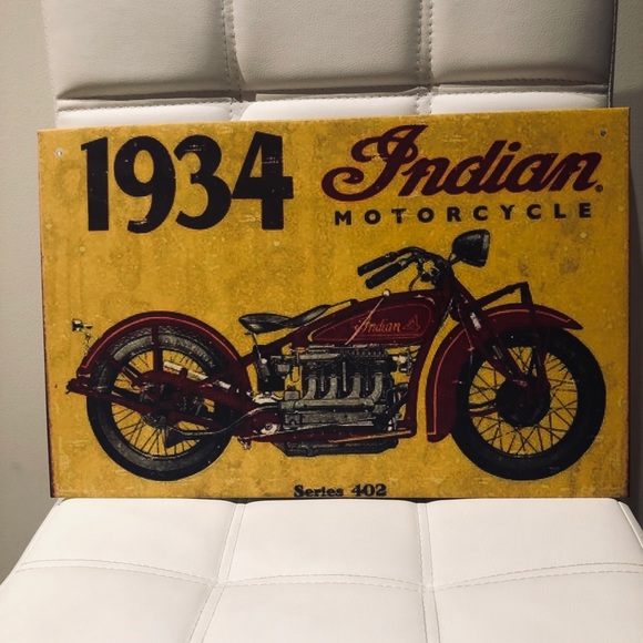 Hand Crafted | Wall Decor | 934 Indian Motorcycle Metal Sign | Poshmark